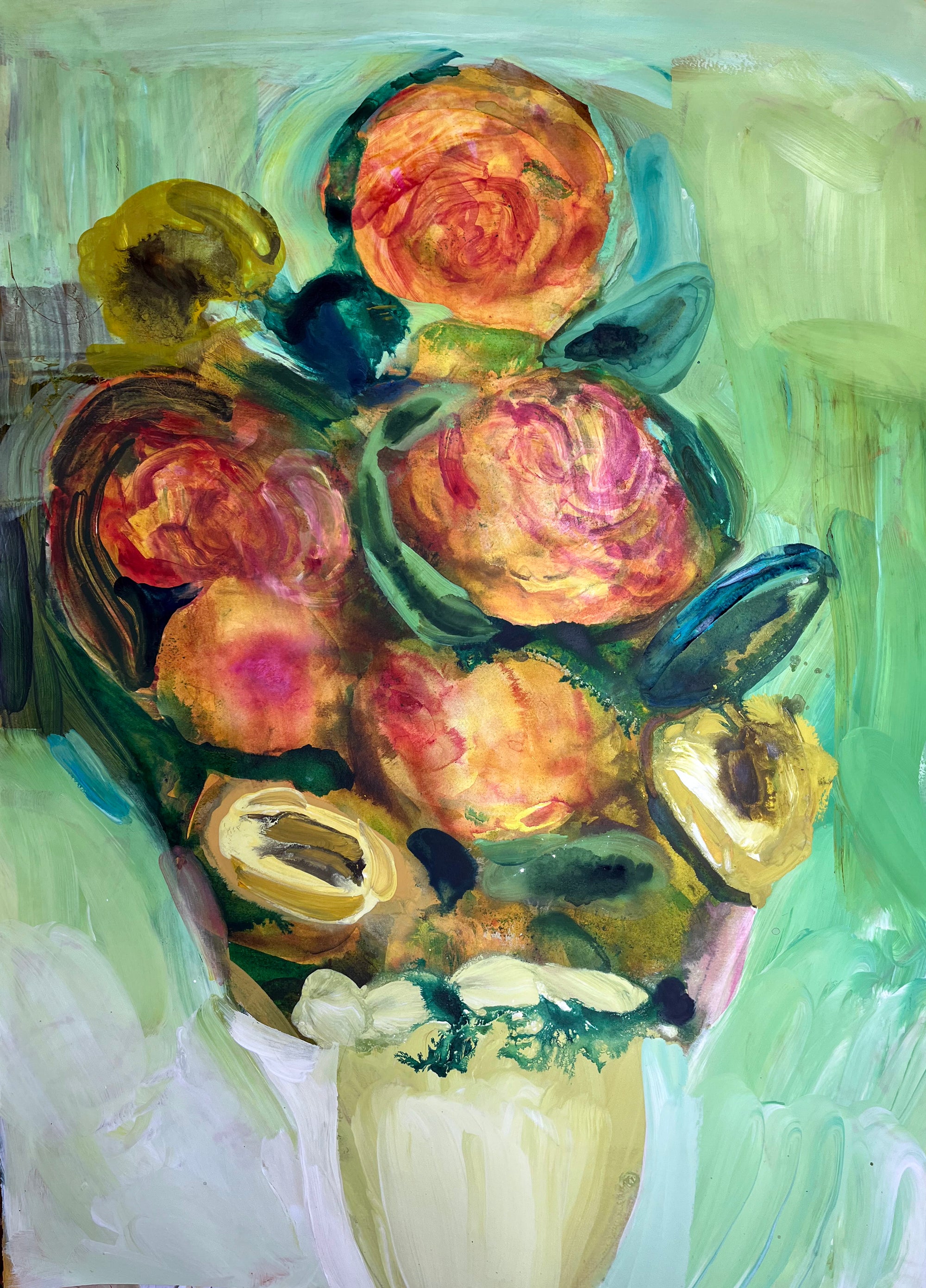 Floral arrangement: Turquoise & Yellow – SHOWstudio